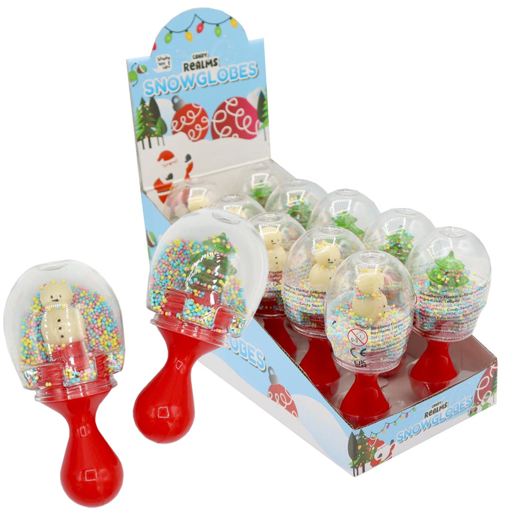 Candy Realms Snow Globes Lollipops | 10 x 18g Festive Strawberry – UK ...