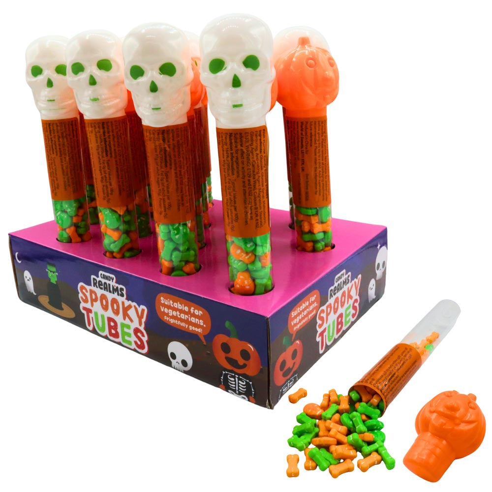 Candy Realms Spooky Tubes – 16 × 50g Halloween Candy – UK Cash & Carry ...