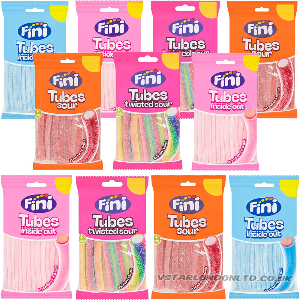 Fini Mixed Tubes Sweets 140g | Strawberry, Raspberry & Sour Rainbow ...