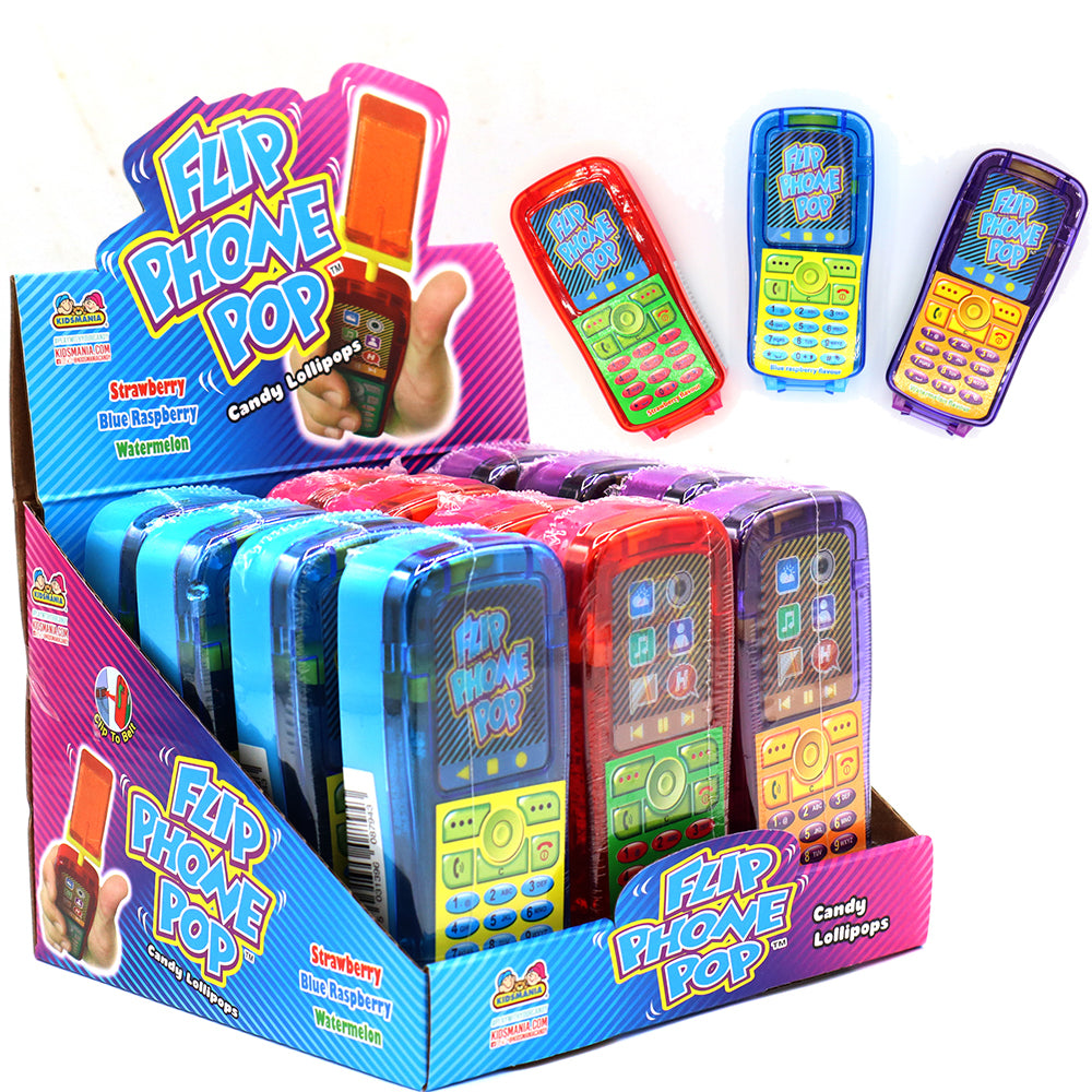 Flip Phone Lollipops 12x30g – Kidsmania Fruit Candy in 3 Flavours – UK ...