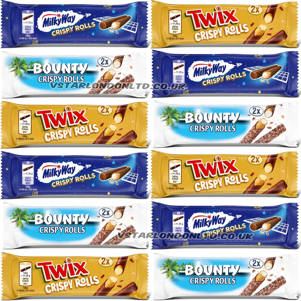 Mixed Milky Way, Twix & Bounty Crispy Rolls | Chocolate Snack Bars – UK ...